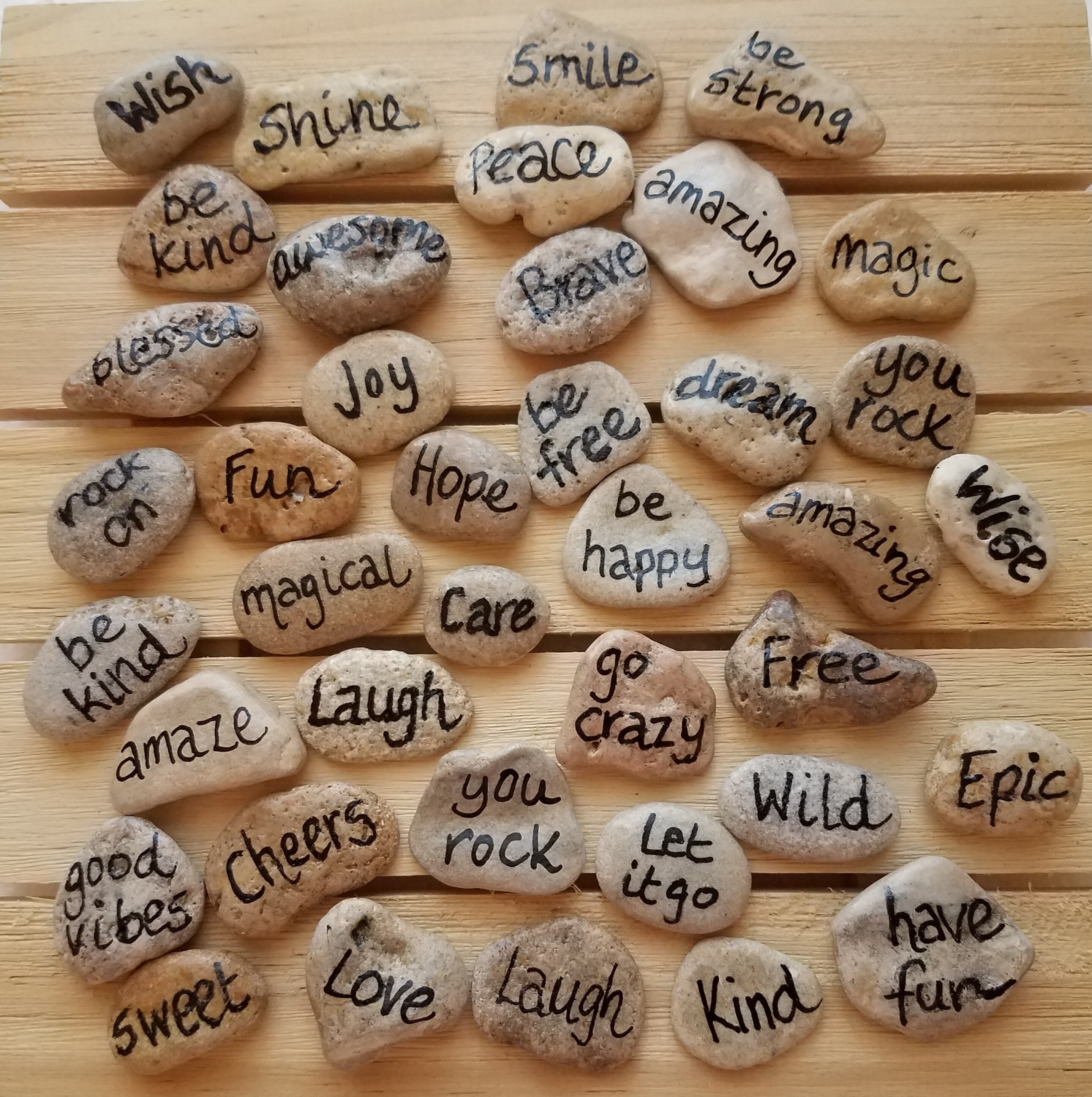 Mini Inspirational Word Stones (set of 12), Painted Rock Art, Pocket ...