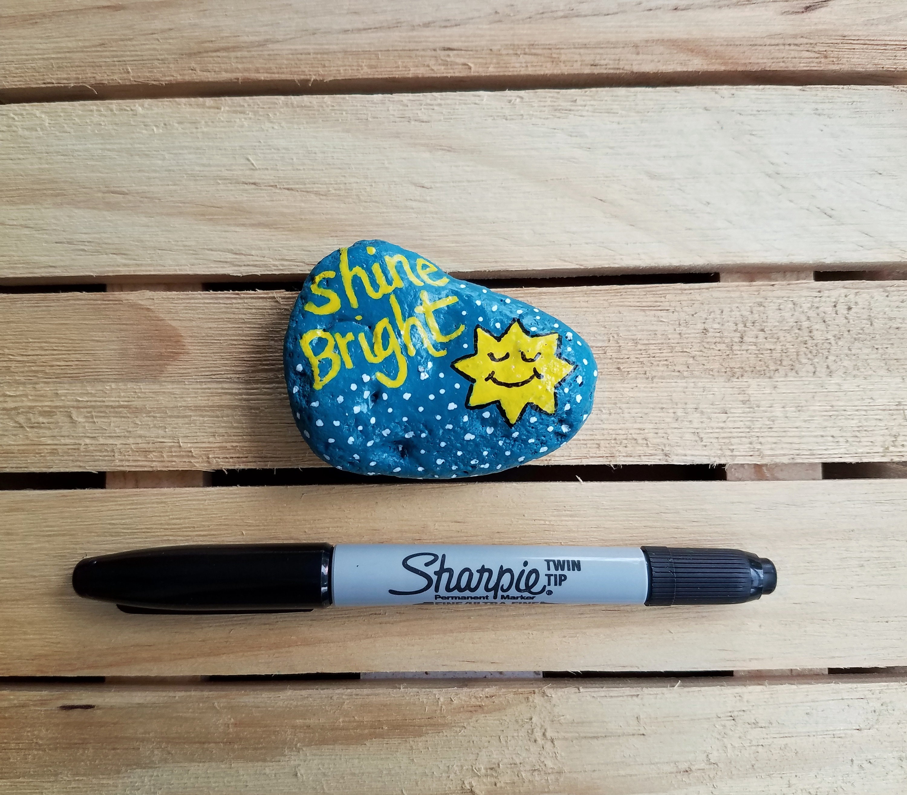 Shine Bright Painted Beach Rock Kindness Gift Inspirational - Etsy