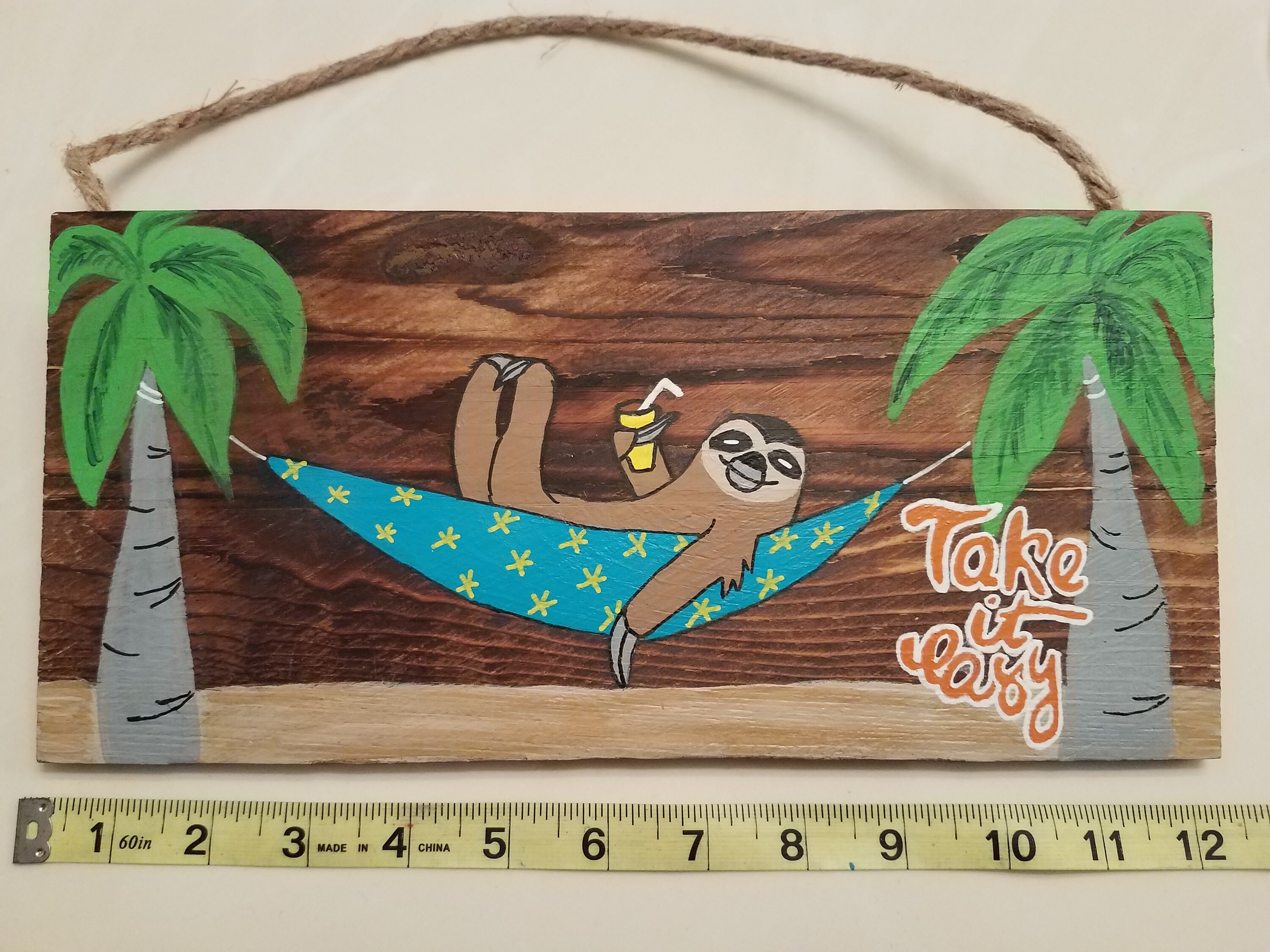 Take It Easy Sloth Rustic Wood Sign Tropical Wall Plaque - Etsy
