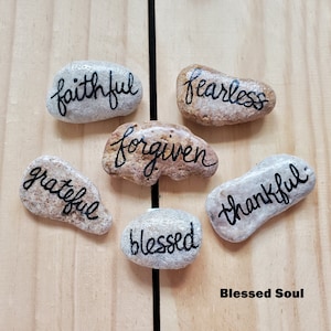 Inspirational Message Stones set of 6, Affirmation Meditation Rocks ...
