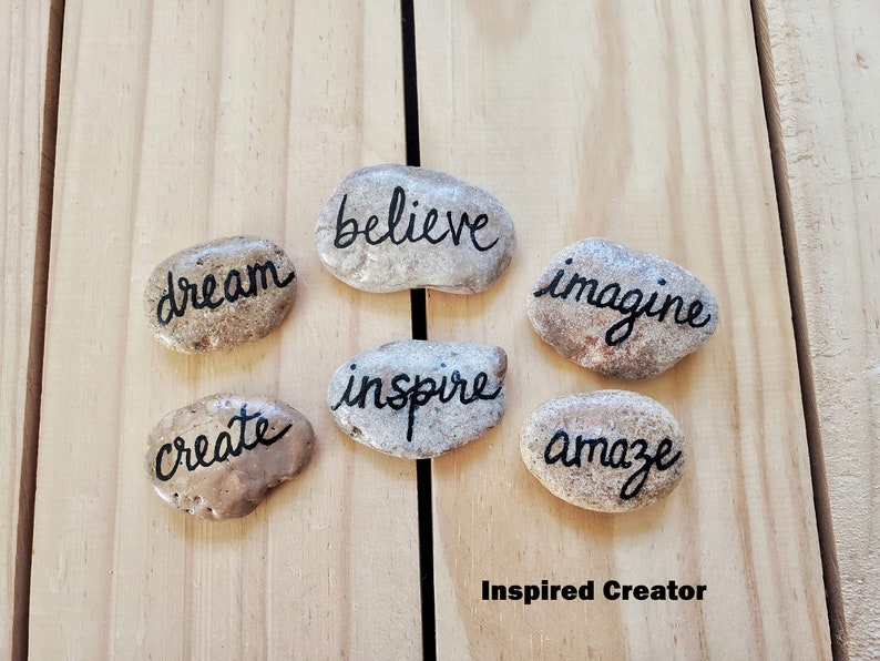 Inspirational Message Stones (set of 6), Affirmation Meditation Rocks ...