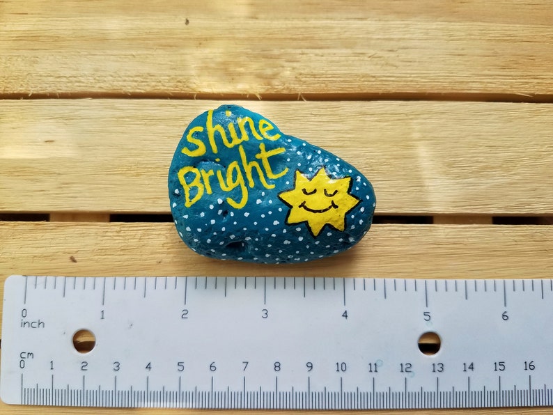 Shine Bright Painted Beach Rock Kindness Gift Inspirational | Etsy