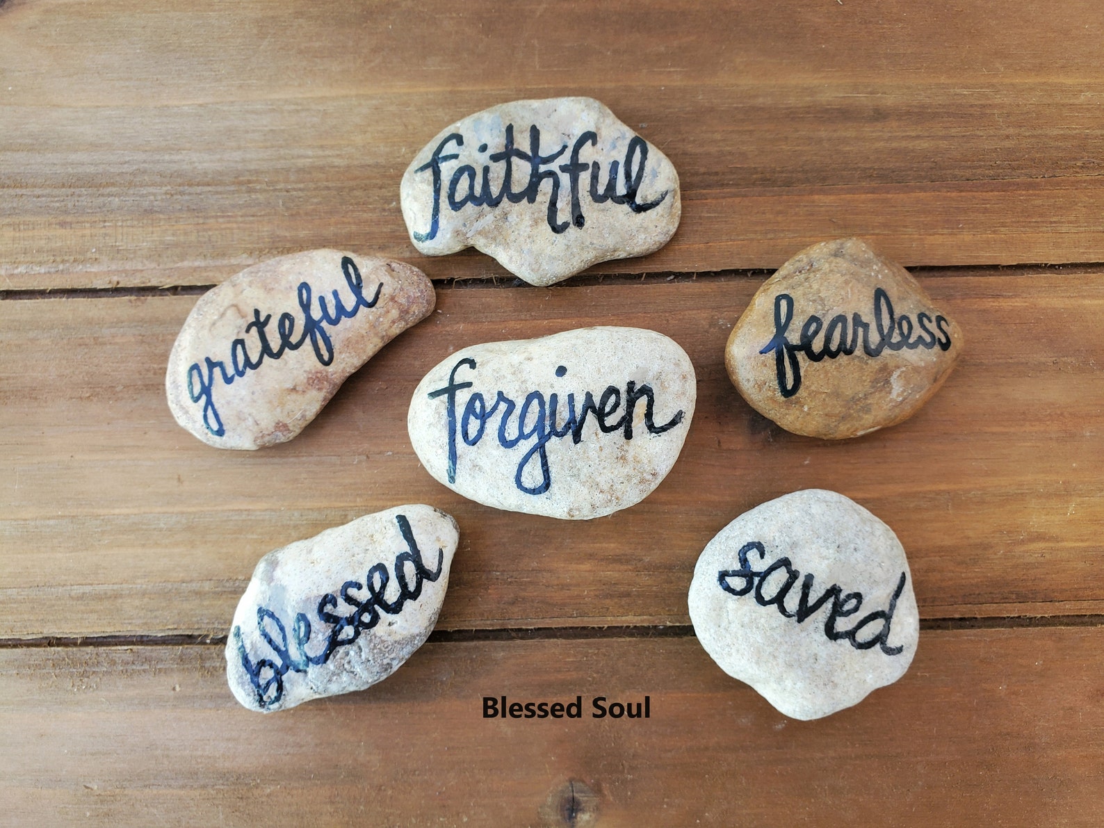 Inspirational Message Stones set of 6, Affirmation Meditation Rocks ...