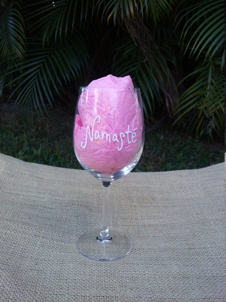 Yoga Wine Glass Surfer Wine Glass Beach Wine Glass Namasté Etsy
