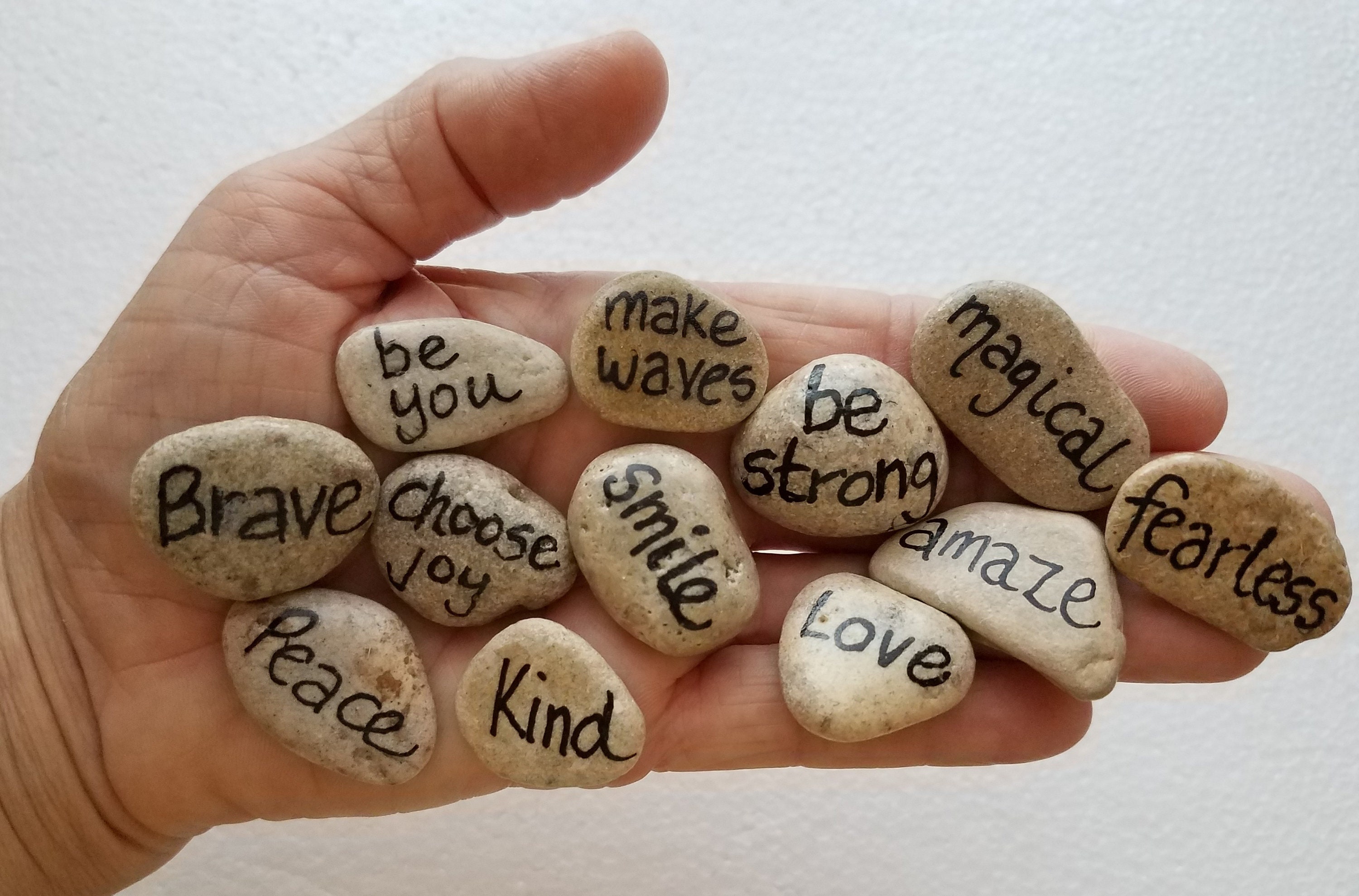 Mini Inspirational Word Stones set of 12 Painted Rock Art - Etsy