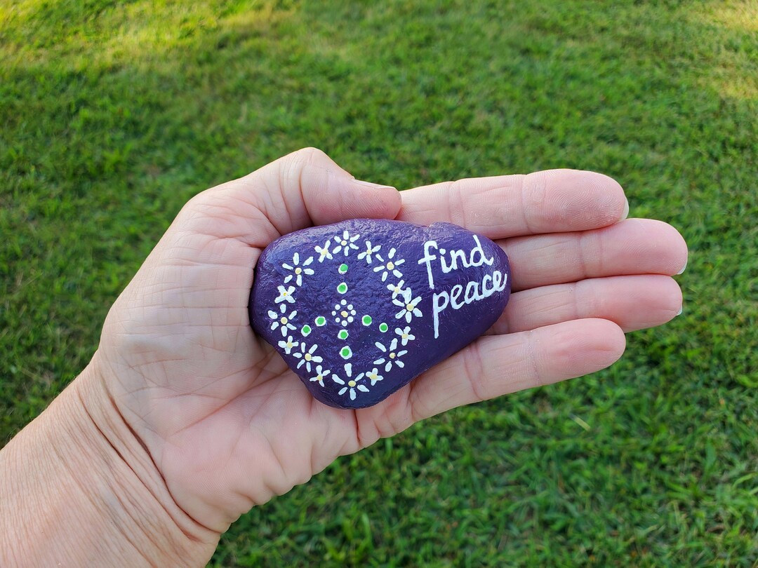Find Peace Painted Beach Rock Inspirational Message River - Etsy