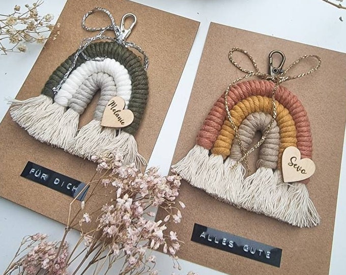 Makramee Schlüsselanhänger Regenbogen Schlüsselanhänger - Etsy.de
