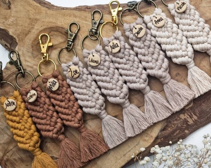 Makramee Schlüsselanhänger personalisiert Anhänger mit - Etsy.de