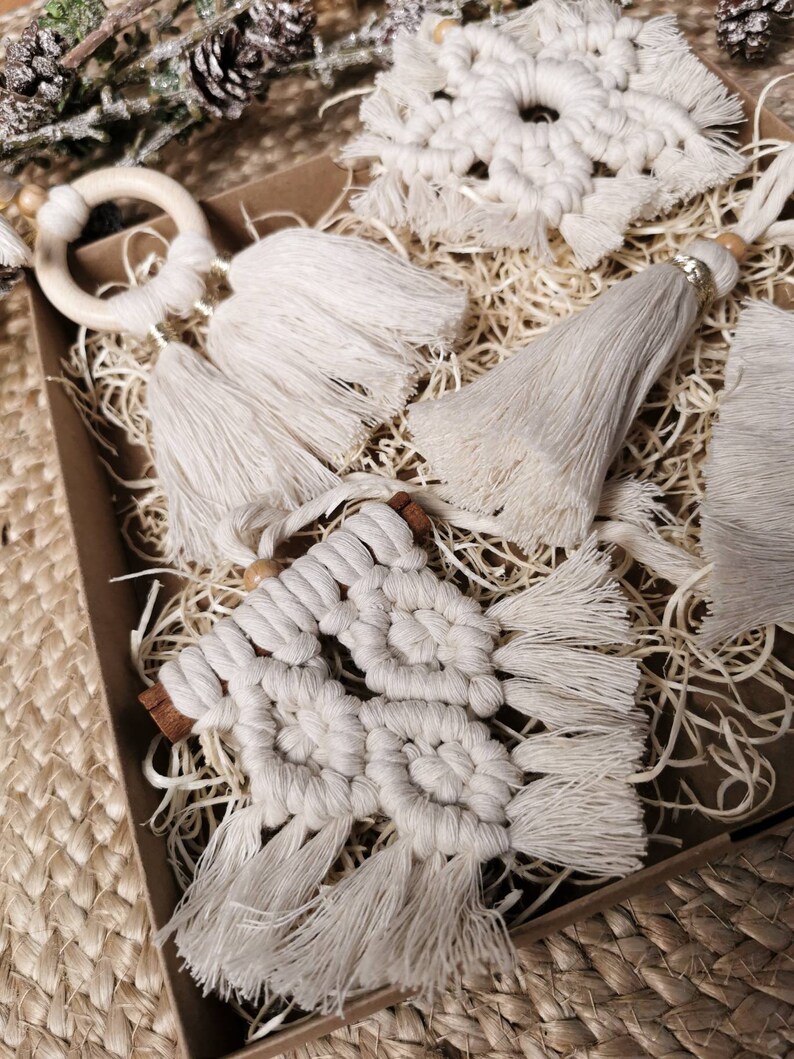 Makramee Anhänger Set, makramee stern, Weihnachtsbaumschmuck - Etsy.de