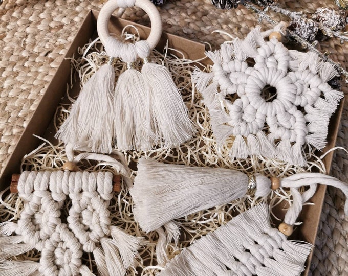Makramee Anhänger Set, makramee stern, Weihnachtsbaumschmuck - Etsy.de
