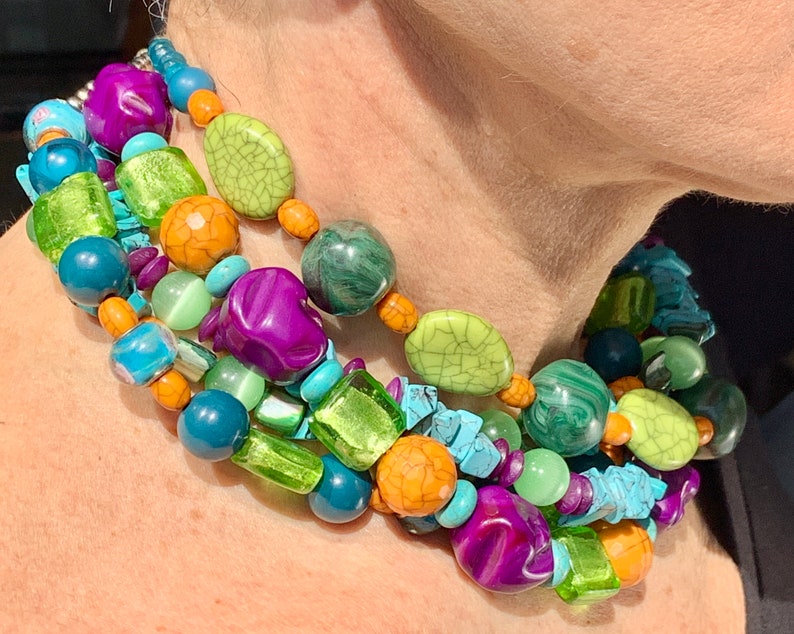 Purple Mix Statement Necklace - Etsy