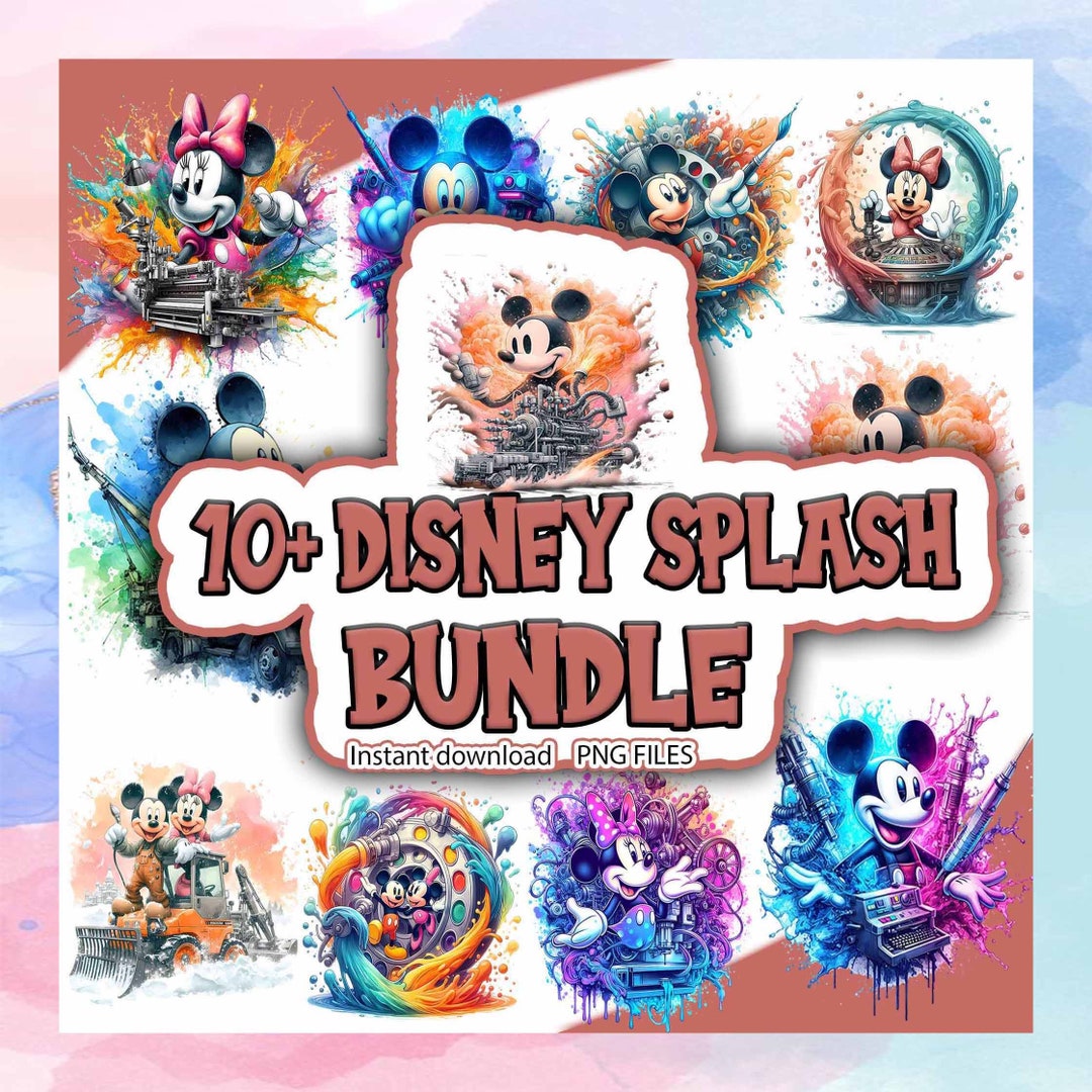 Mickey & Minnie Splash Watercolor Svg, Cartoon Characters PNG ...