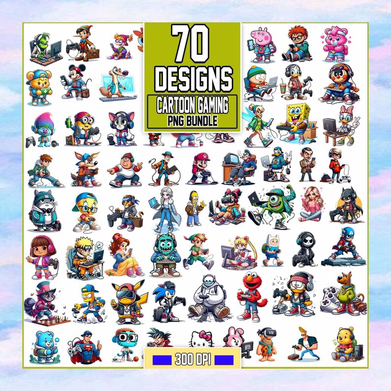 Gaming Mega Cartoon Svg Bundle, Cartoon Mega Png, Silhouette, Cricut ...