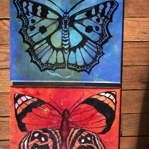 Red and Orange Butterfly, Callicore Maimuna Butterfly, Original Artwork ...
