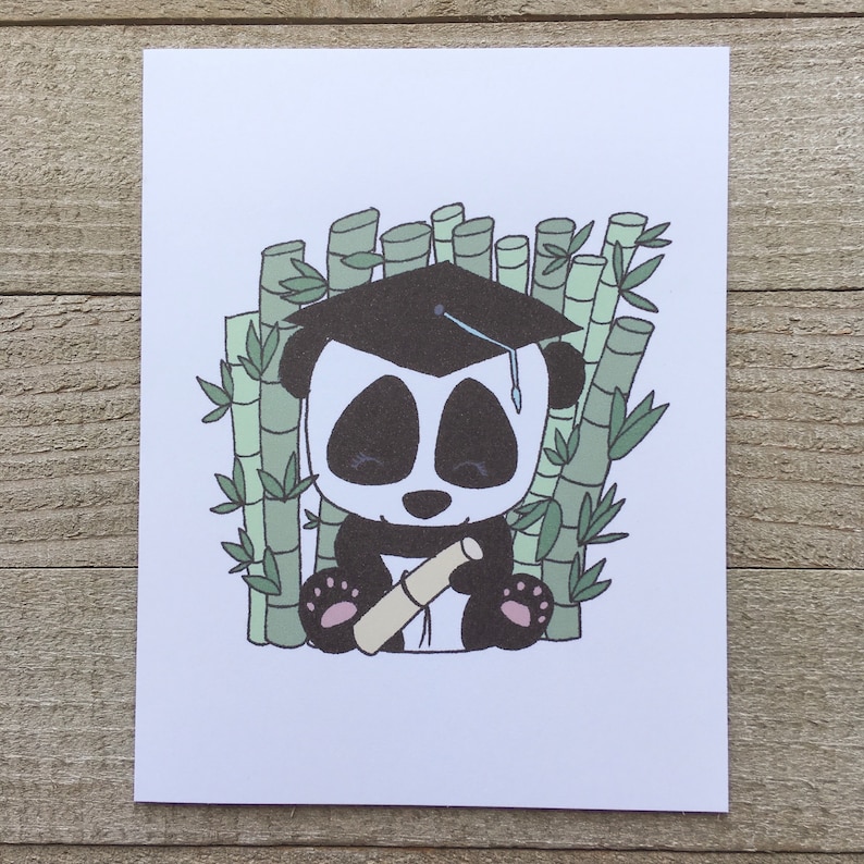 Panda Graduation Card blank grad card for grads high school | Etsy