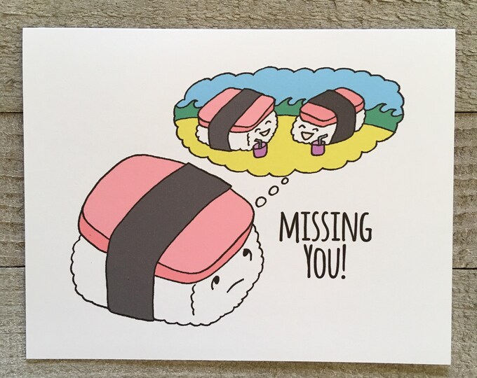 Hawaiian Birthday Greeting Card Hawaiian Card Spam Onigiri | Etsy