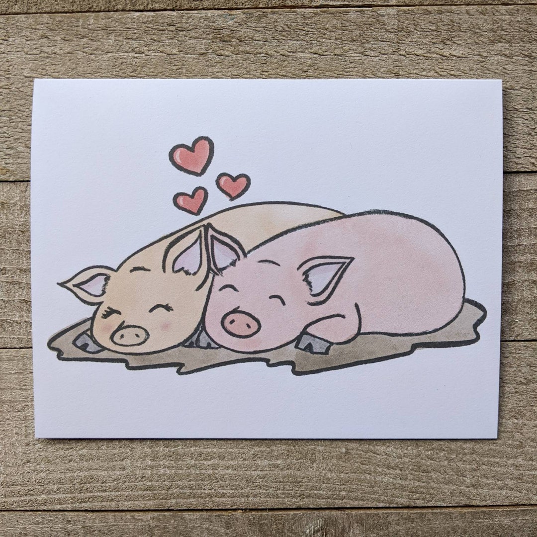 Two Pigs in the Mud in Love, Piggy Cards for Valentine's Day, V Day ...