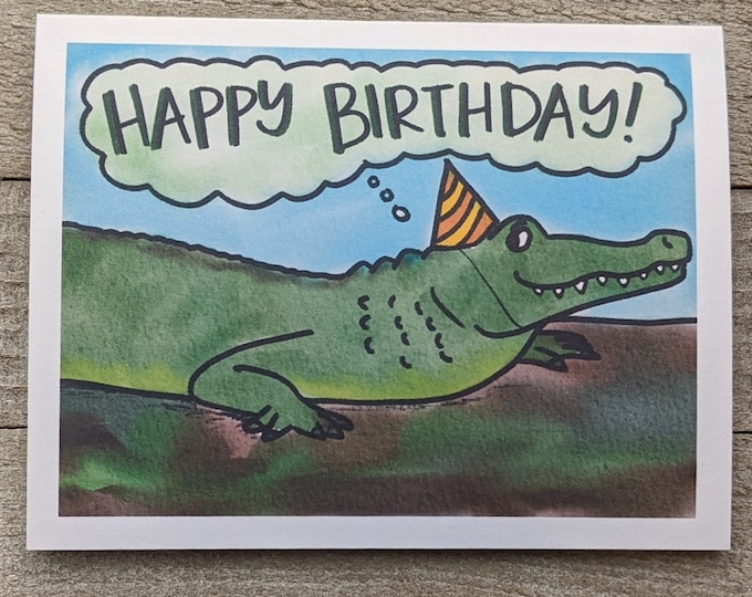 Crocodile Alligator Birthday Card, Big Guy, Card For, Kid, Boy, Girl ...