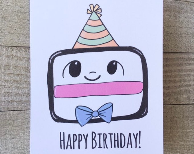 Hawaiian Birthday Greeting Card Hawaiian Card Spam Onigiri | Etsy