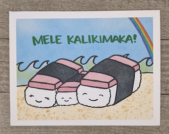 Happy Birthday Card Hawaiian Card Spam Musubi Unique | Etsy