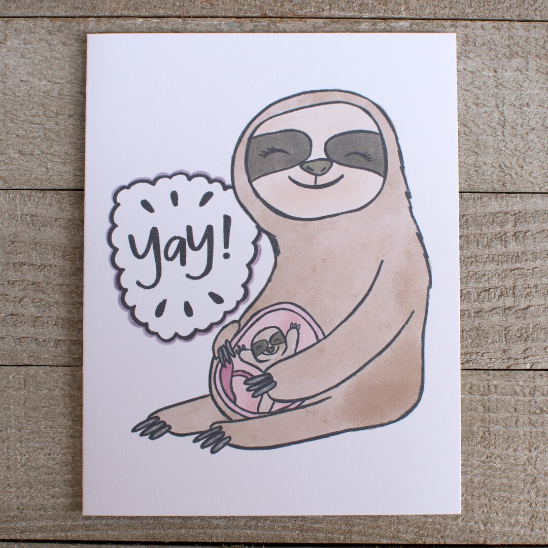 Pregnant Sloth, Congratulations Card, Baby Shower, New Baby, Baby ...