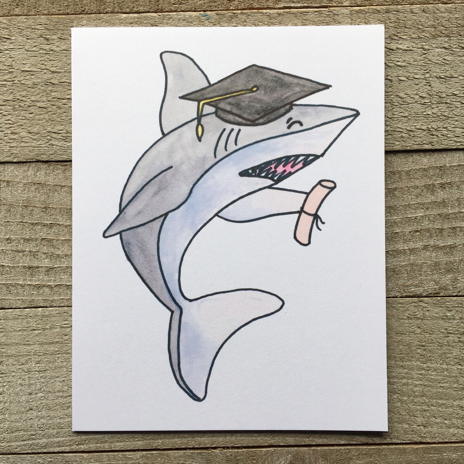 Shark Graduation Card, Grad Hat, Mortar Board, Commencement Ceremony ...