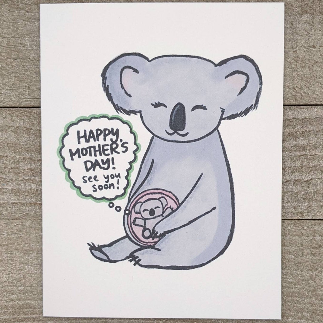Pregnant Koala Mother's Day Card, First Mother's Day, Mom to Be ...