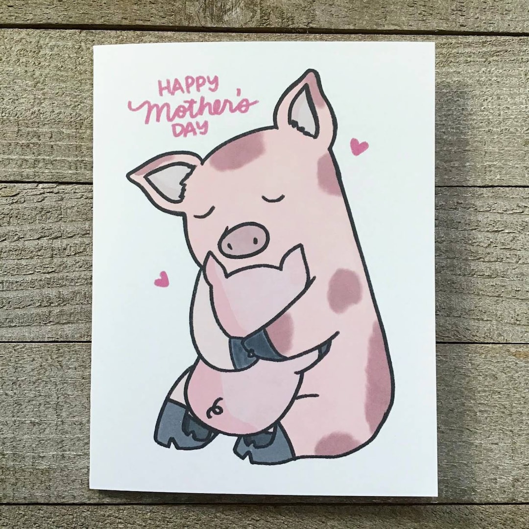 Happy Mother's Day Pig Card, Pig Mother and Child, From Son, Daughter ...