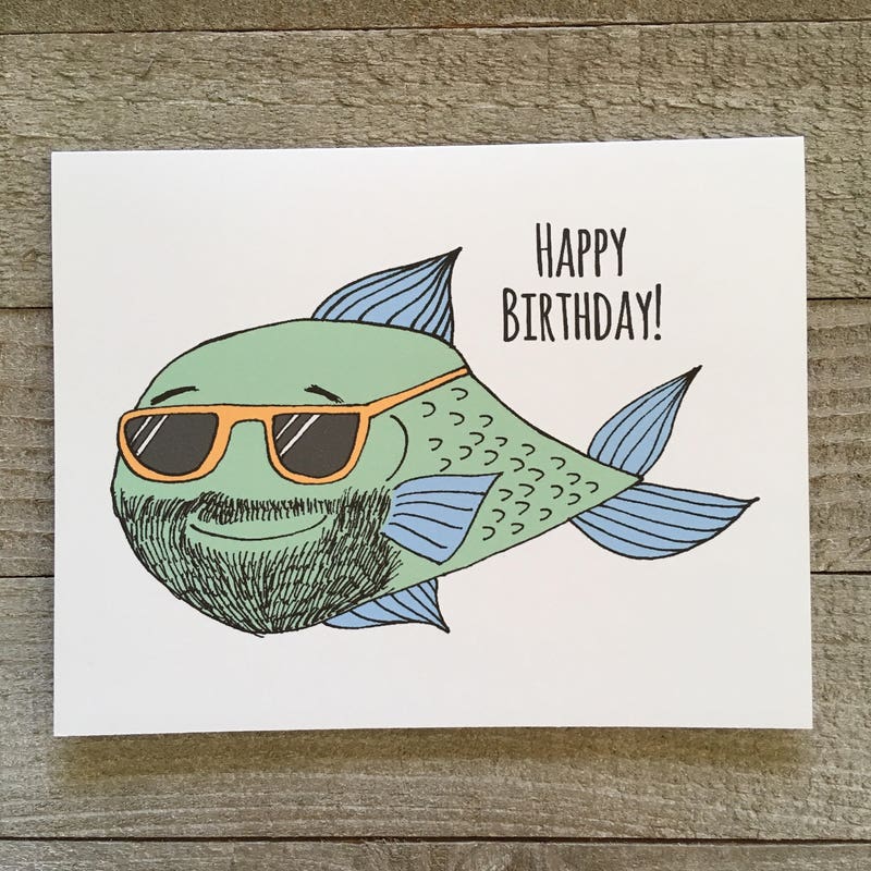 Fish Birthday Card - Etsy