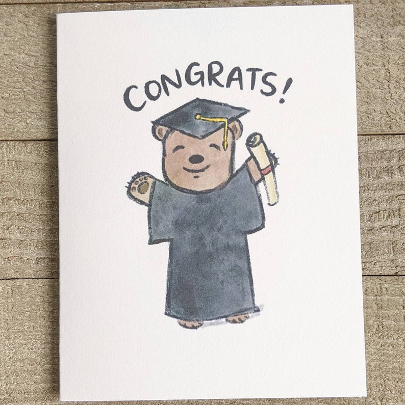Congratulations Graduation Bear Card Congrats Card for - Etsy