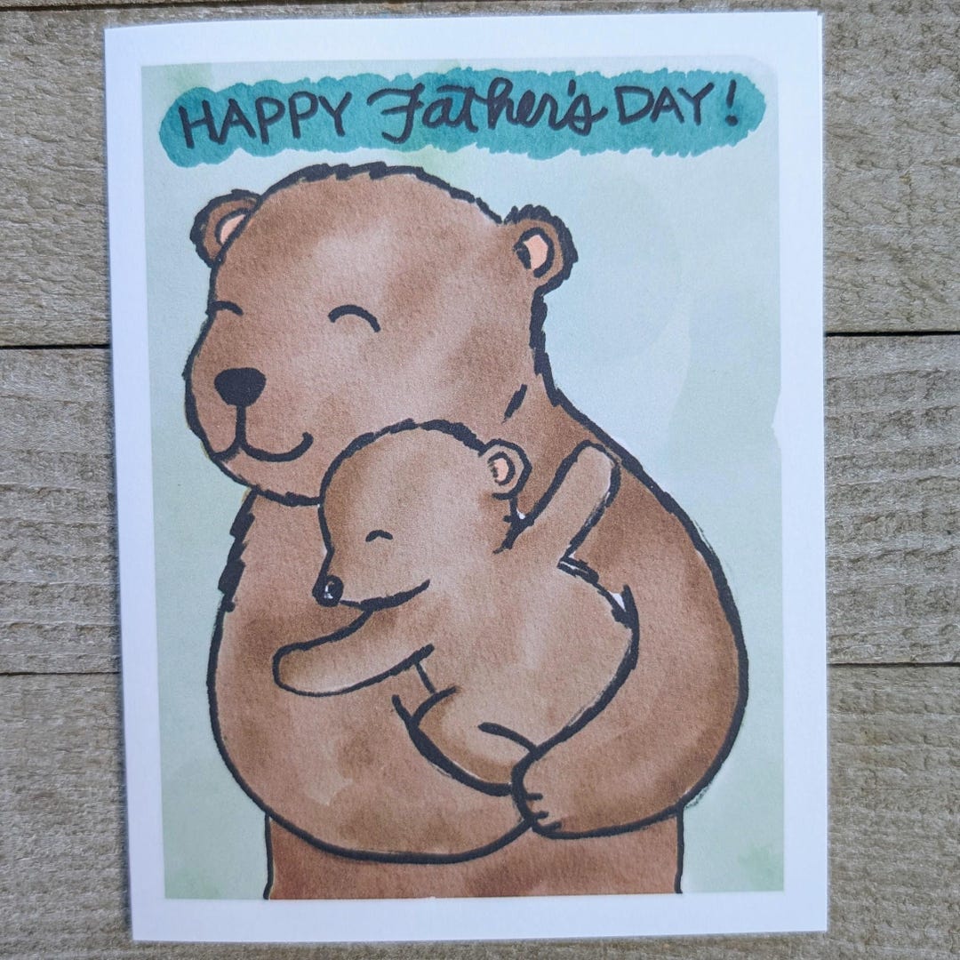 Bear Father's Day Card, Happy Father's Day Card, New Dad, One and Done ...
