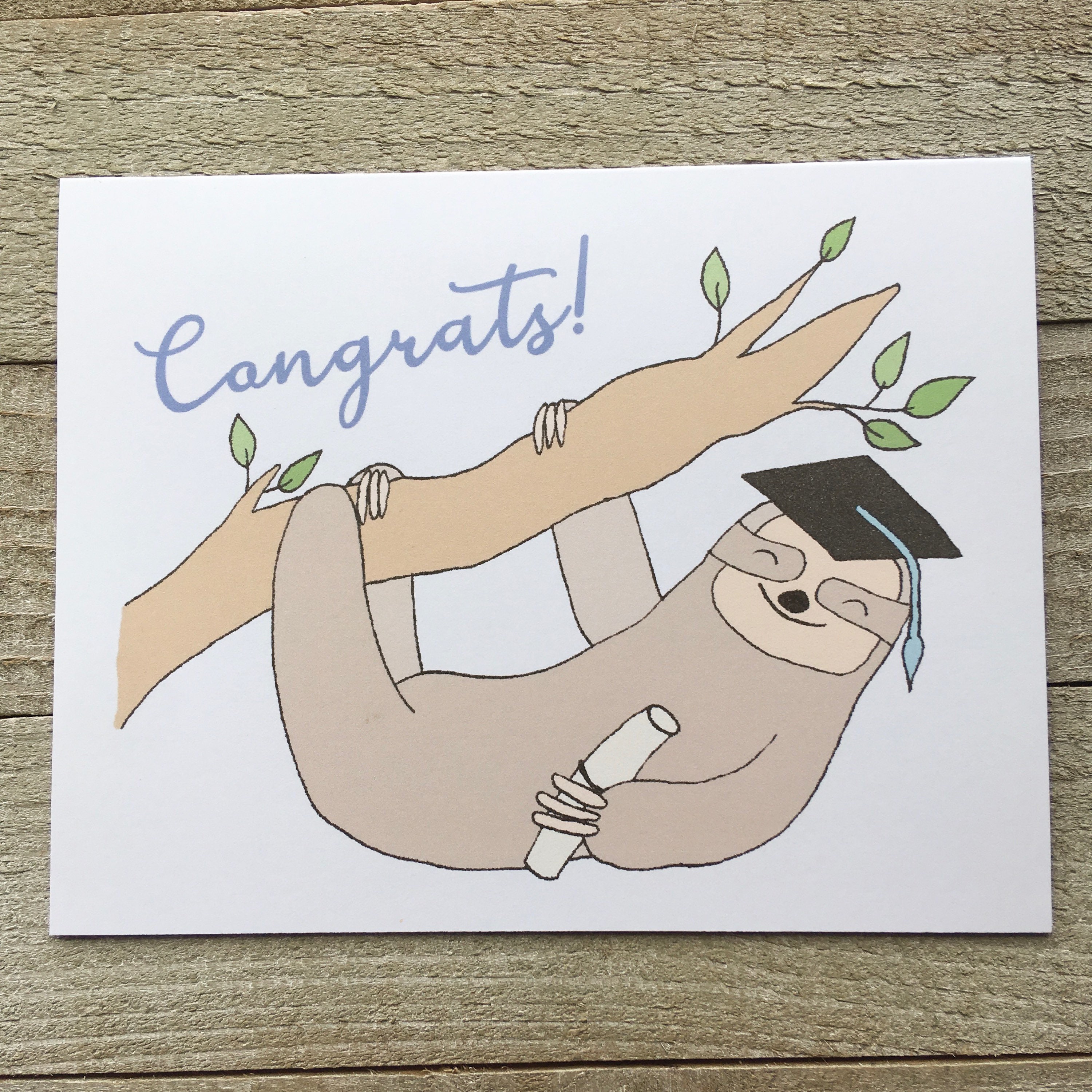 Sloth Graduation Card Sloth Blank Greeting Card Grad Card - Etsy