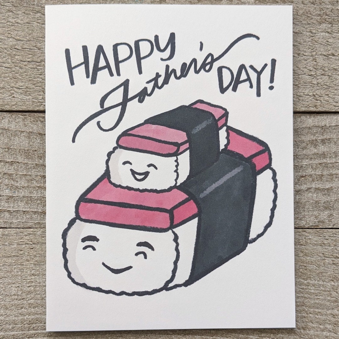 Hawaii Spam Musubi Dad With One Kid Happy Father's Day Card, Islander ...