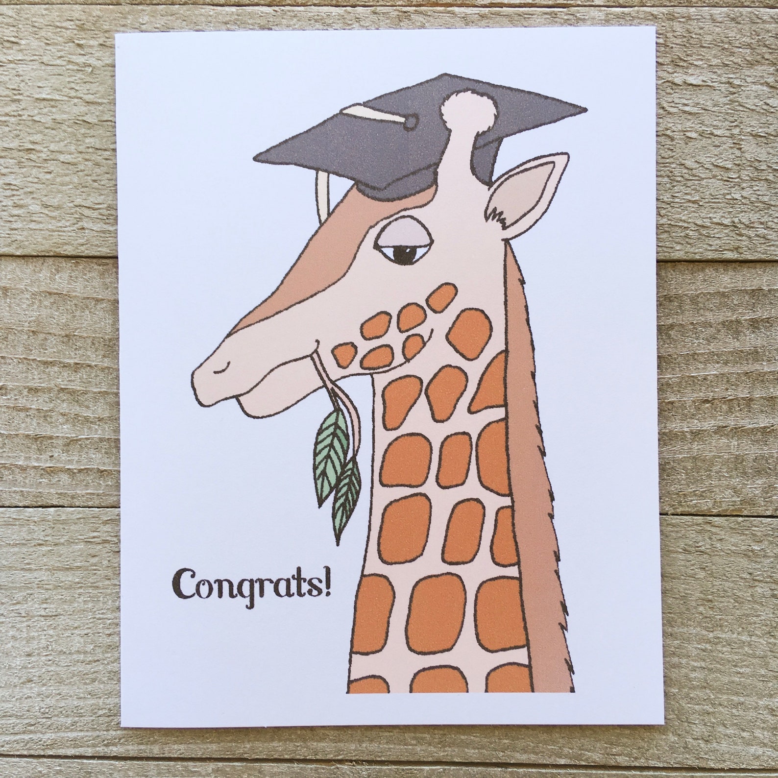 Giraffe Graduation Greeting Card Blank Grad Card for - Etsy