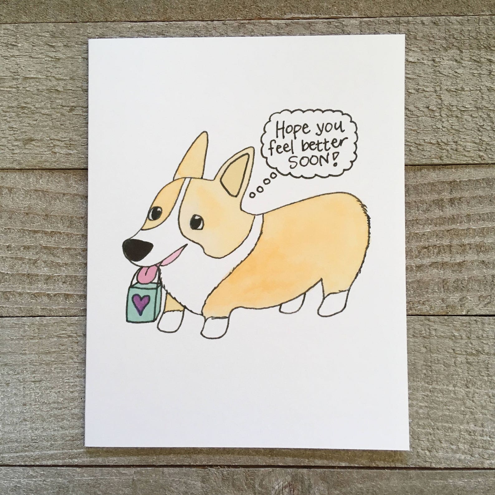 Get Well Soon Greeting Card Feel Better Cute Puppy Lover - Etsy
