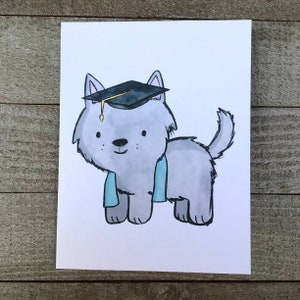 Wolf Pup Graduation Card, Grey Dog, Graduation Cap, Mordboard ...