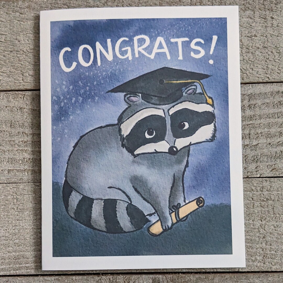 Raccoon Graduation Card, Grad Hat, Mortar Board, Commencement Ceremony ...
