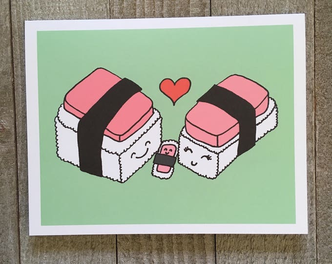 Hawaiian Birthday Greeting Card Hawaiian Card Spam Onigiri | Etsy