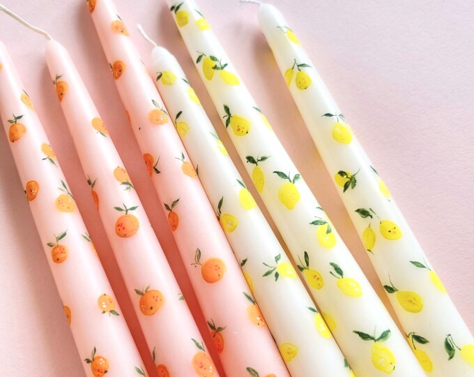 Hand-painted Taper Candles - Sold in Pairs - Cute Fruity Designs ...