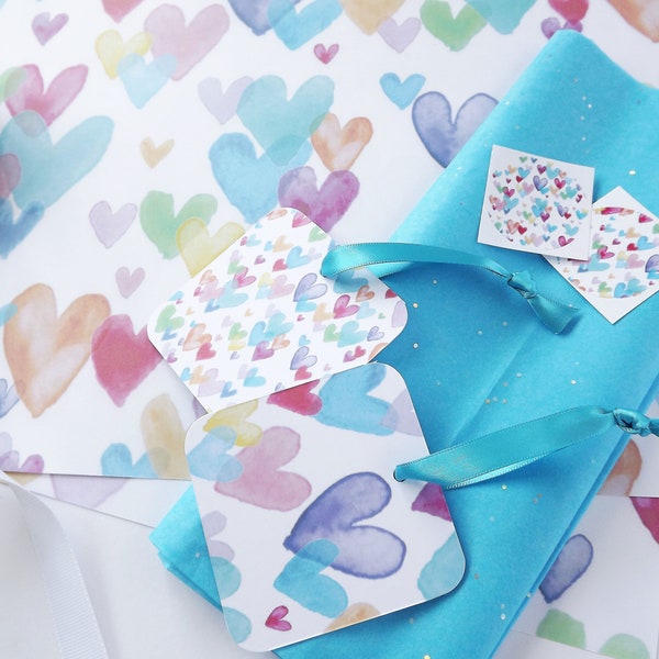 Hearts Wrapping Paper - Etsy