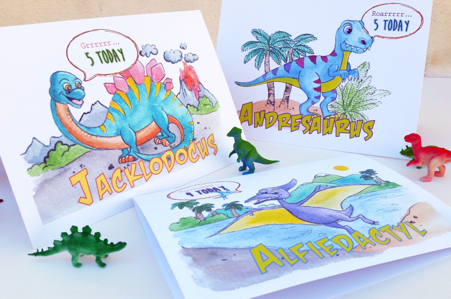 Dinosaur Personalised Birthday Card From My Own Watercolour - Etsy Canada
