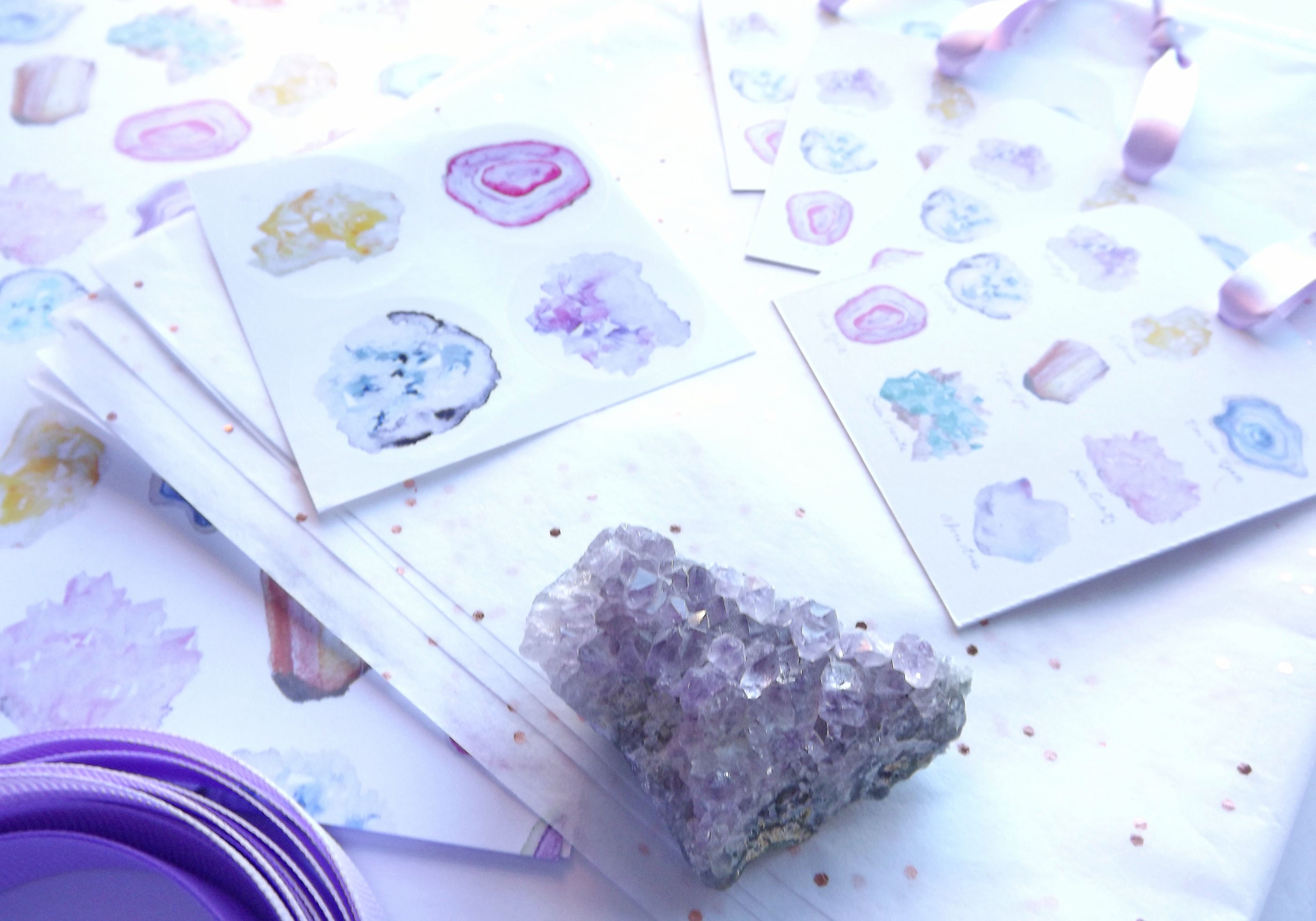 Gift Wrap Set, Featuring My Watercolour 'crystals' Design - With Tags ...