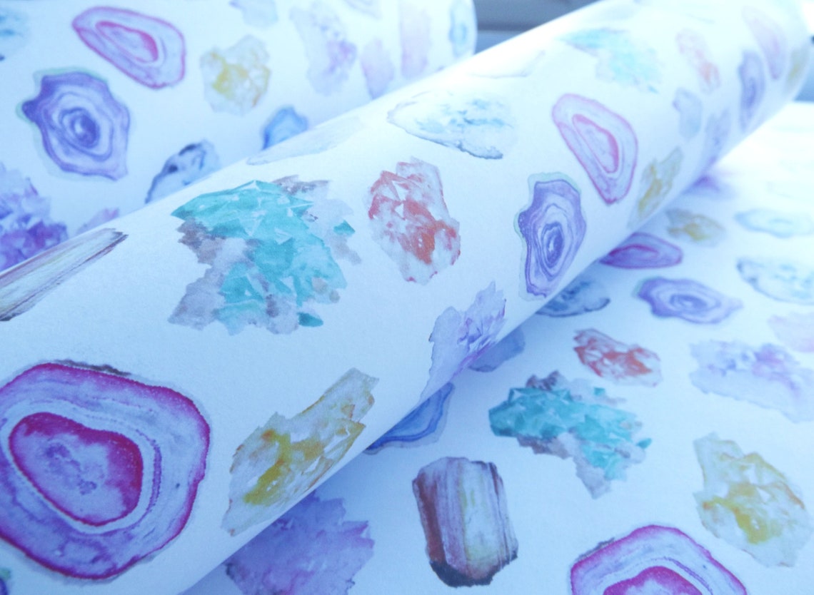 Gift Wrap Set, Featuring My Watercolour 'crystals' Design - With Tags ...