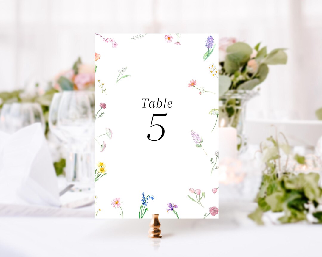Table Labels - Delicate Watercolour Spring Wedding Florals - Choose ...