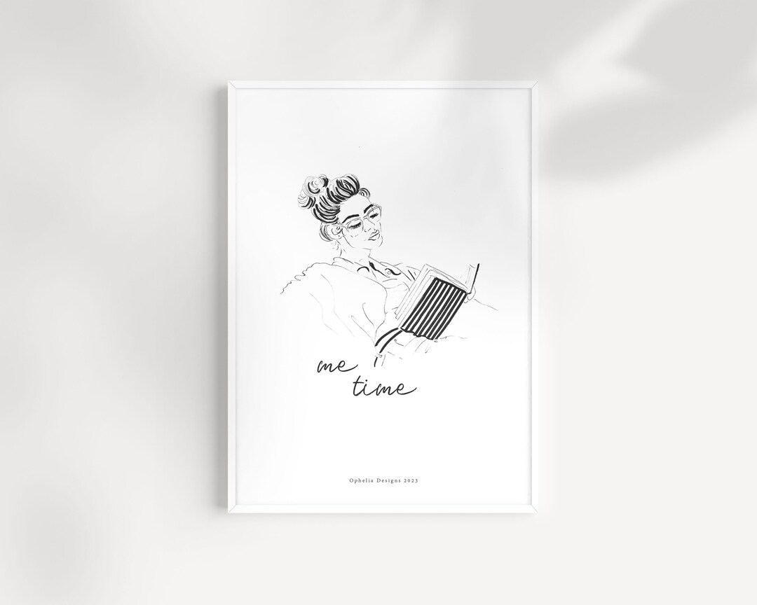 5x7", A5, A4, A3 Poster Art Print - Unframed 'me Time' Design - Book ...
