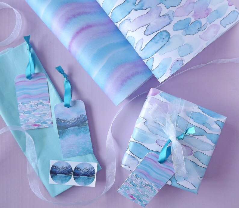 Gift wrap & gift tag sets featuring my watercolour design | Etsy