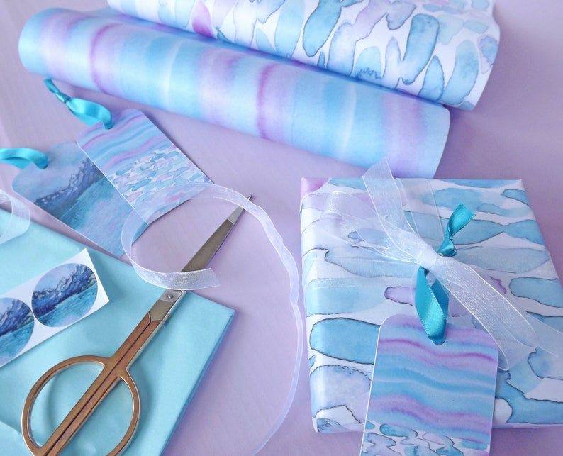 Gift wrap & gift tag sets featuring my watercolour design | Etsy