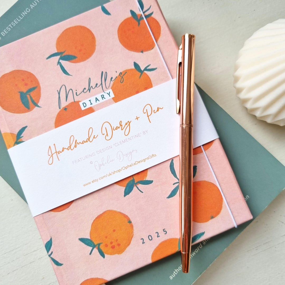Personalised 2026 Diary/rose Gold Pen Set - Handmade - Approx. A6 or A5 ...