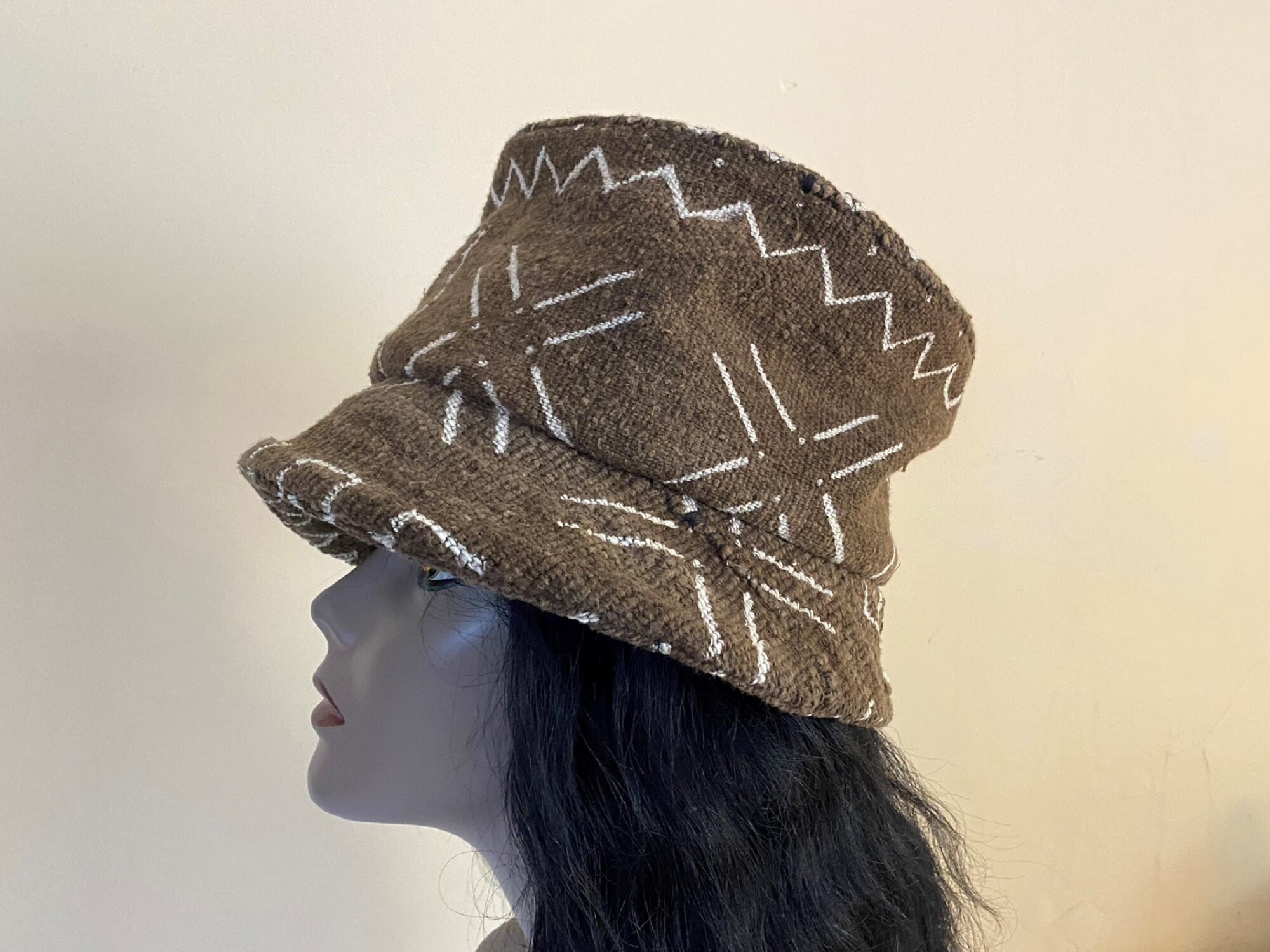 Women's Mud Cloth Hat Brown Medium Brim Cloche Handmade - Etsy