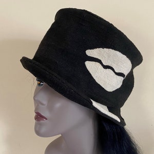 Women's Mud Cloth Hat, Unisex Mud Cloth Hat, Black and White Medium ...